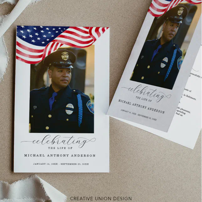 American Flag Funeral Program Template for Service Flyer | Zazzle
