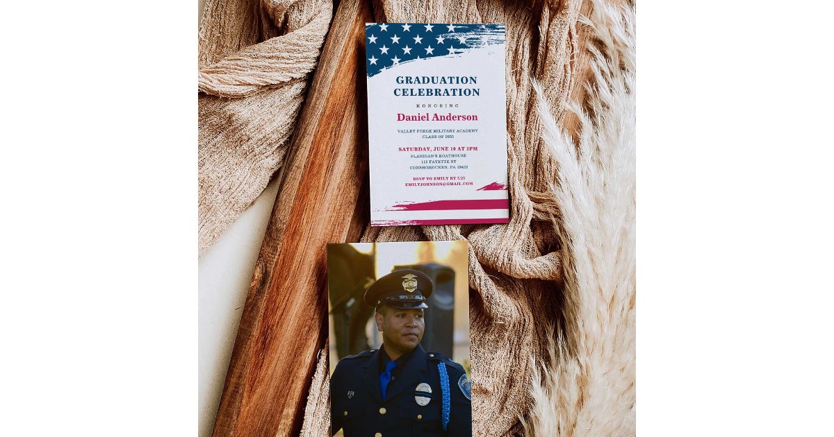 American Flag Graduation Party Invitation Military | Zazzle