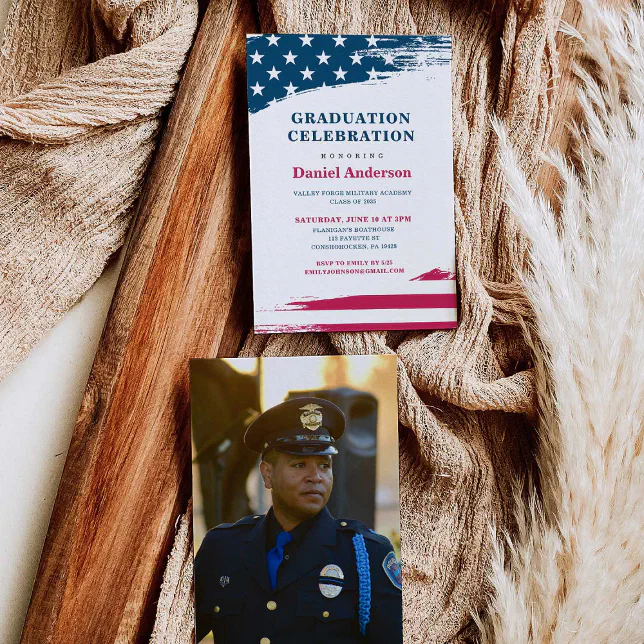 American Flag Graduation Party Invitation Military | Zazzle