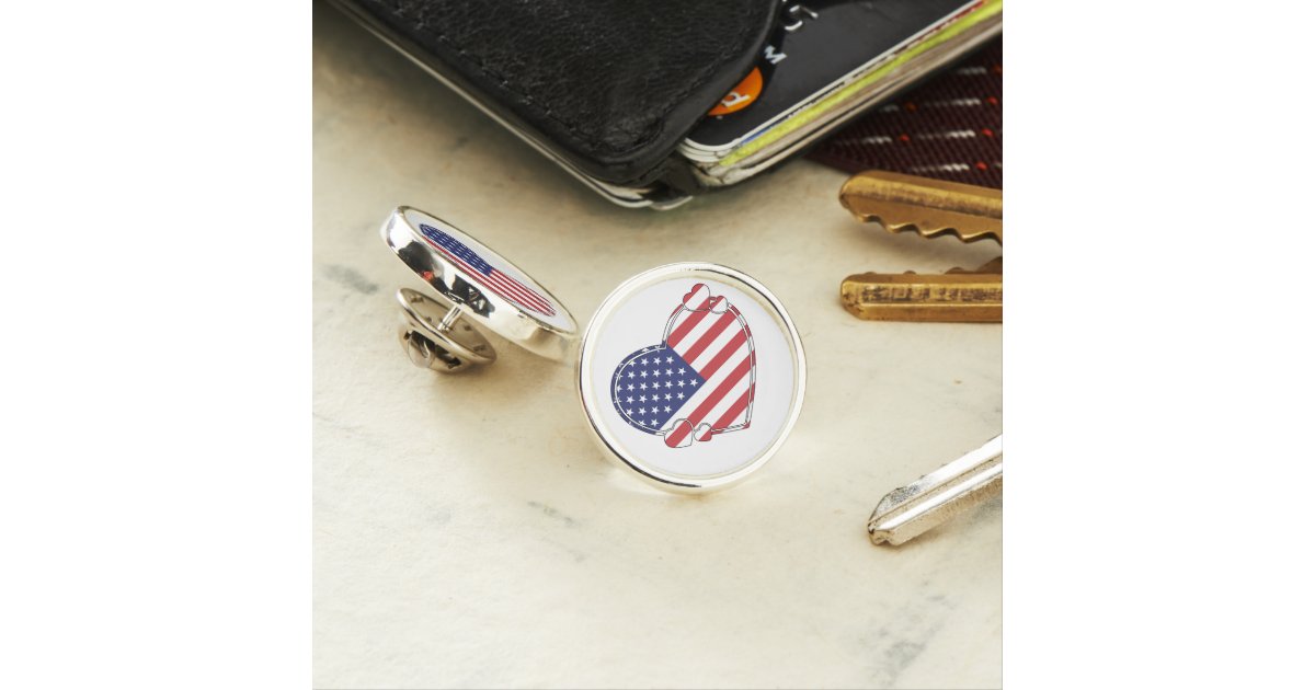 American Flag Heart Pin | Zazzle