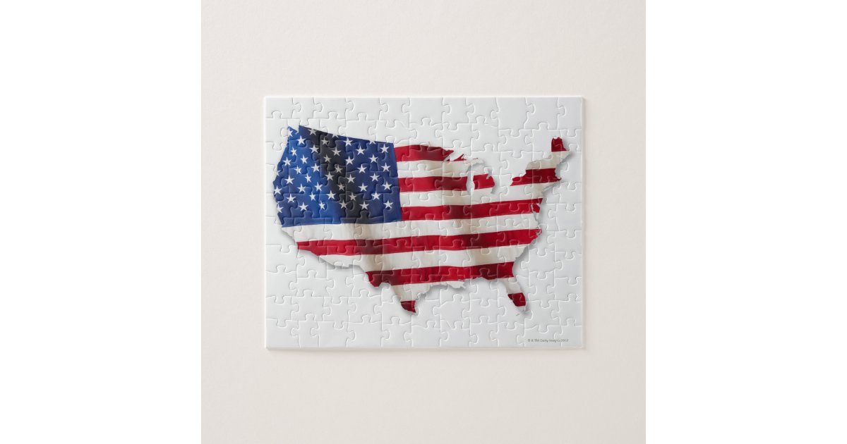 American flag in shape of United States Jigsaw Puzzle | Zazzle