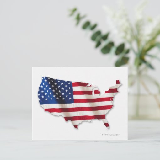 American flag in shape of United States Postcard | Zazzle