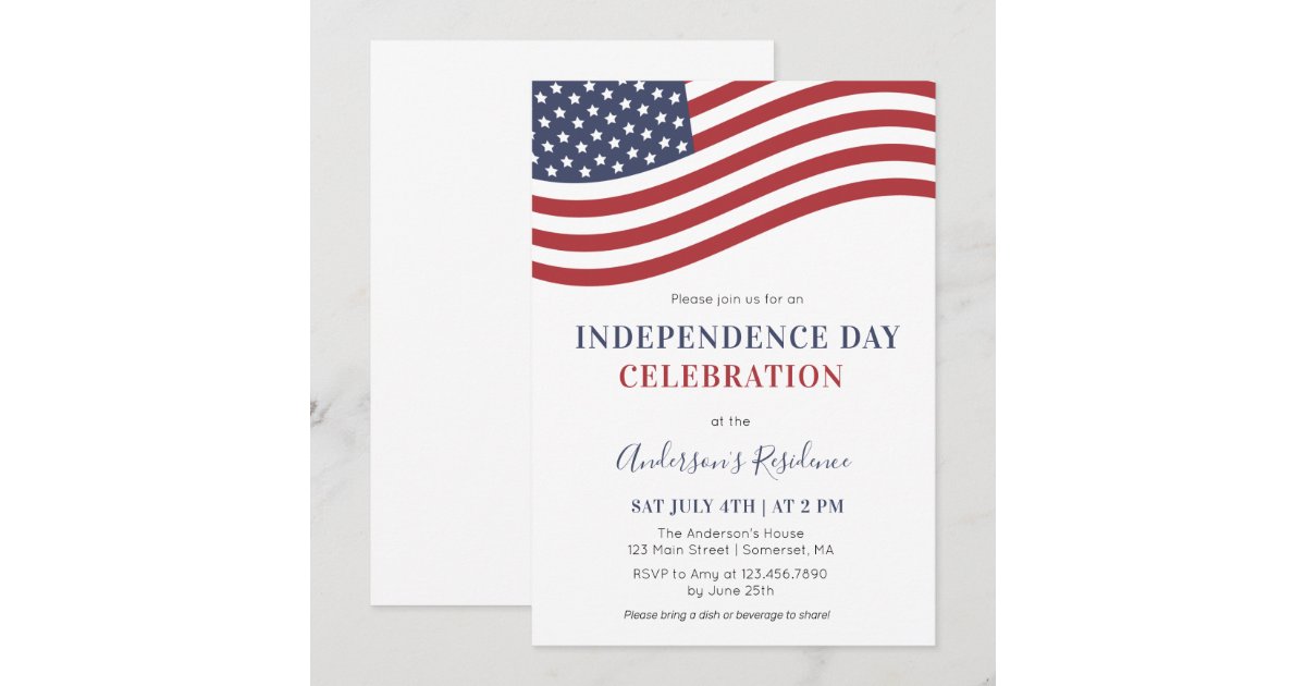 American Flag Independence Day Celebration Party Invitation | Zazzle