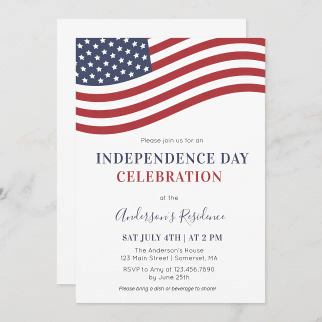 American Flag Independence Day Celebration Party Invitation | Zazzle