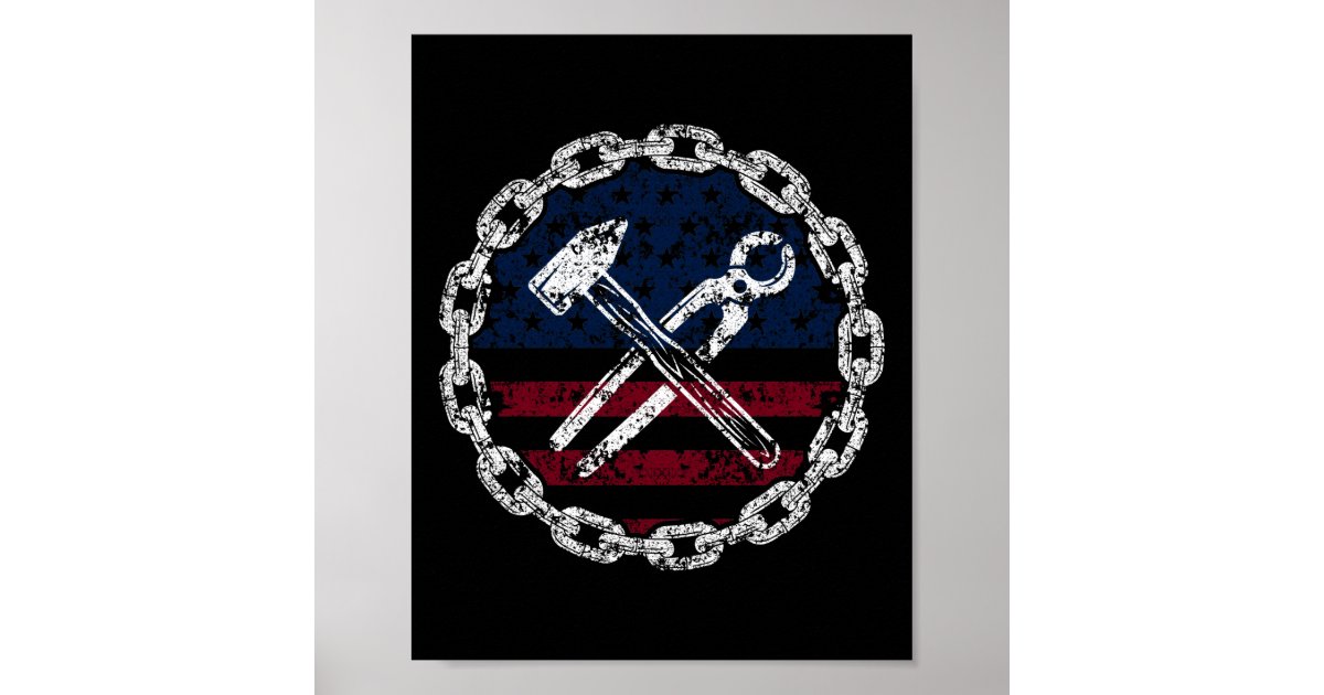 American Flag Ironworker and tools Poster | Zazzle