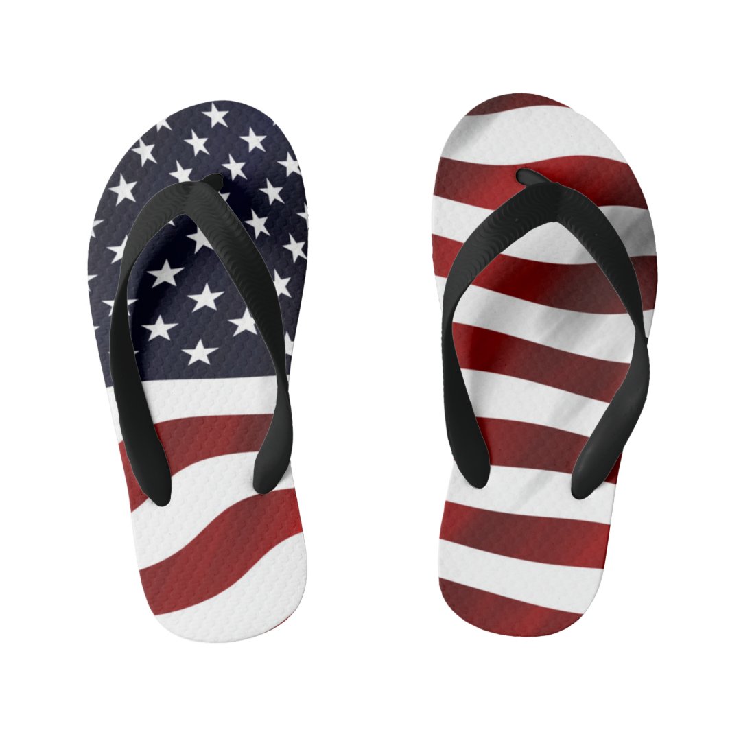 American Flag Kid's Flip Flops | Zazzle