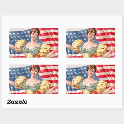 American Flag Lady Liberty Independence Rectangular Sticker | Zazzle