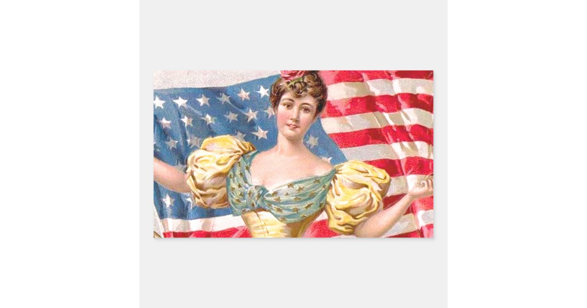 American Flag Lady Liberty Independence Rectangular Sticker | Zazzle