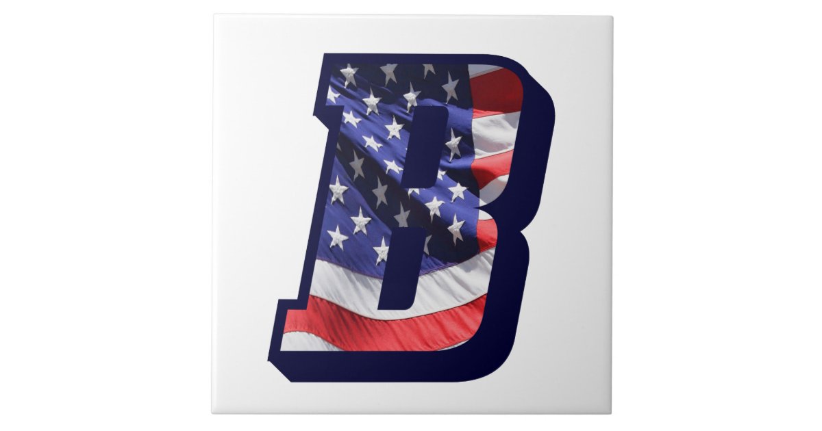American Flag Letter "B" Large Photo Ceramic Tile | Zazzle.com