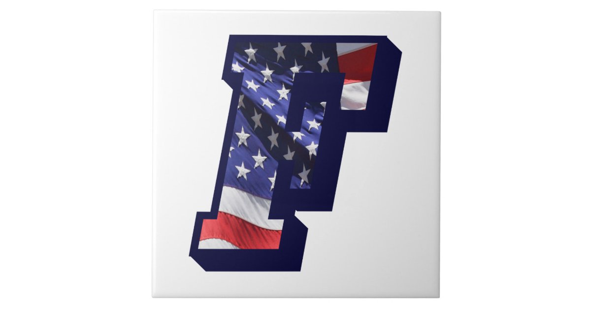 American Flag Letter "F" Large Photo Ceramic Tile | Zazzle