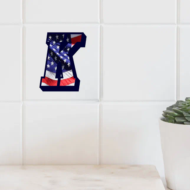 American Flag Letter "K" Large Photo Ceramic Tile | Zazzle