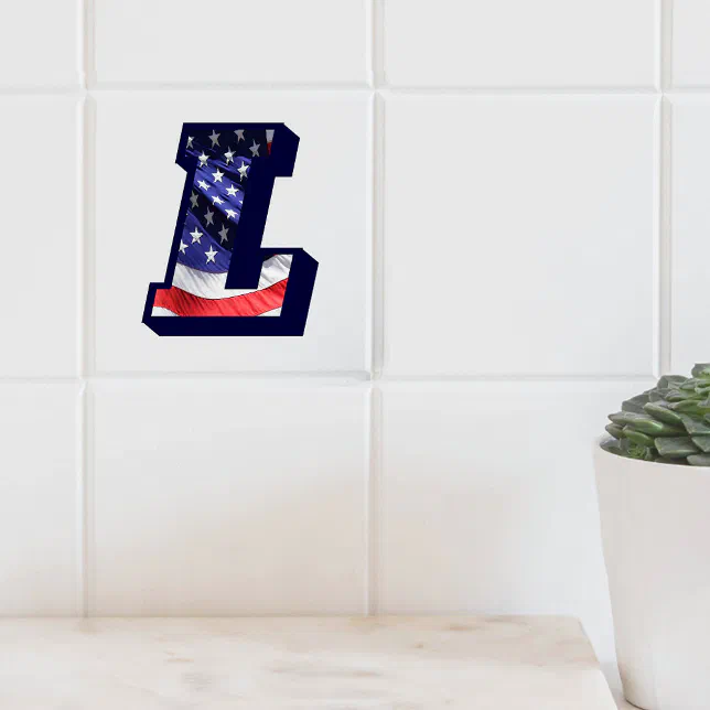 American Flag Letter "L" Small Photo Ceramic Tile | Zazzle