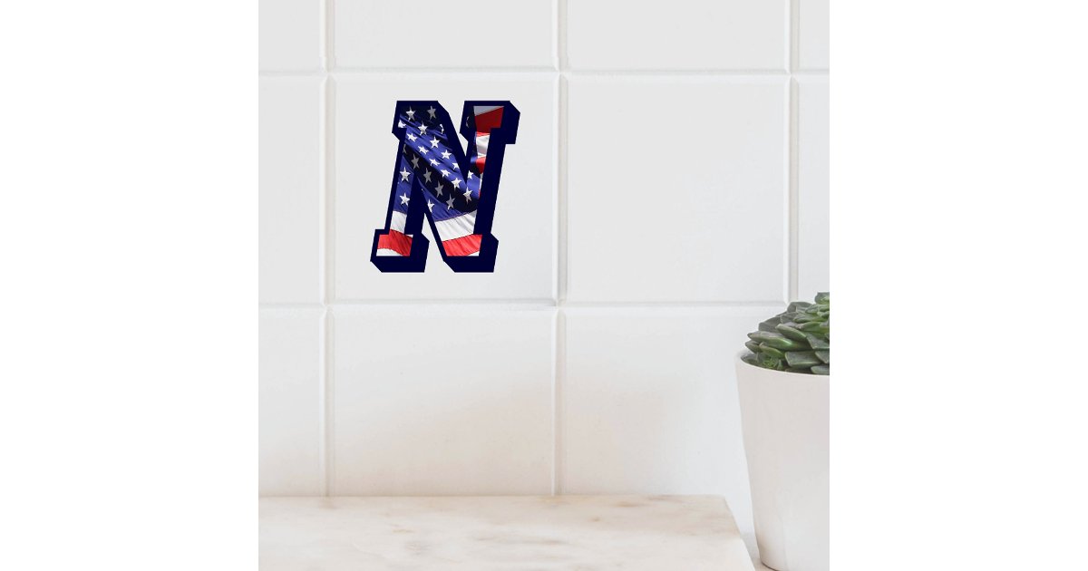 American Flag Letter "N" Large Photo Ceramic Tile | Zazzle
