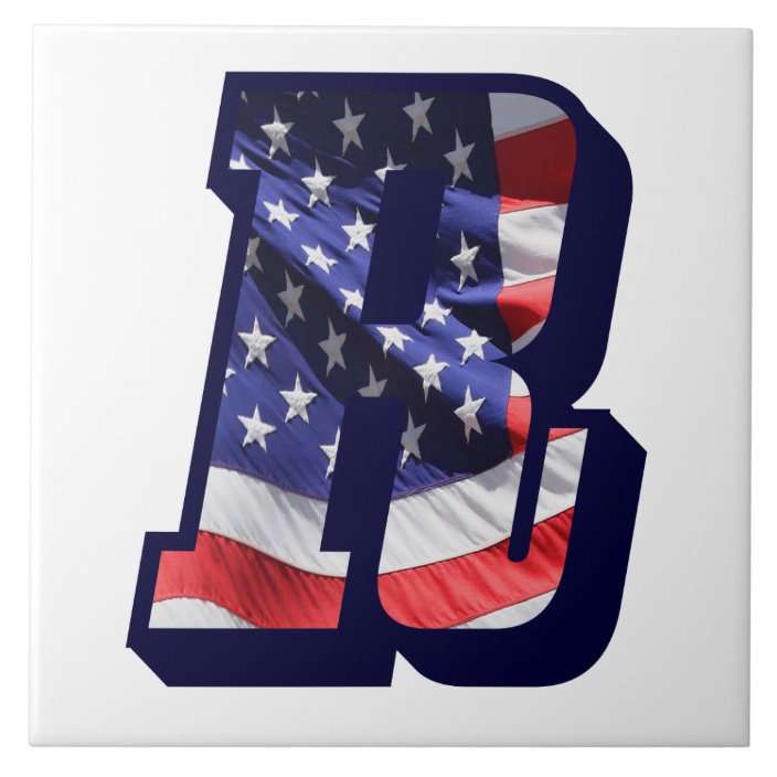 American Flag Letter "R" Large Photo Ceramic Tile | Zazzle.com