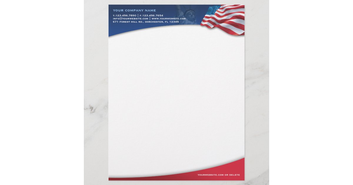 American Flag Letterhead | Zazzle