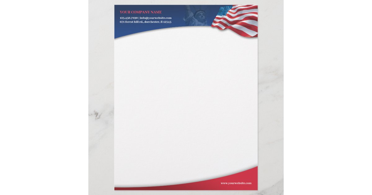 American Flag Letterhead | Zazzle
