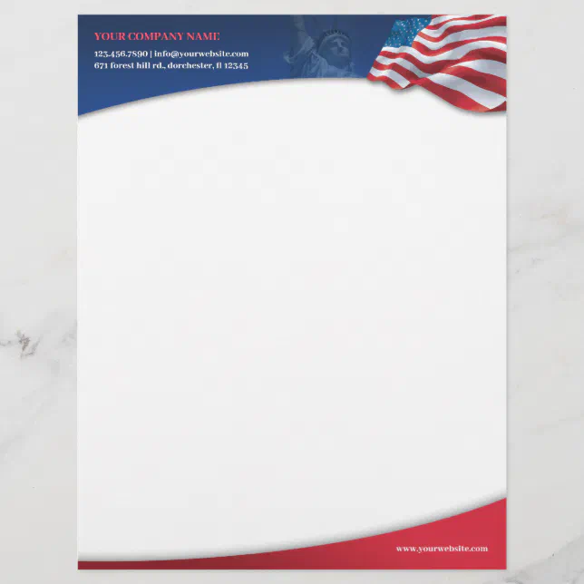 American Flag Letterhead | Zazzle