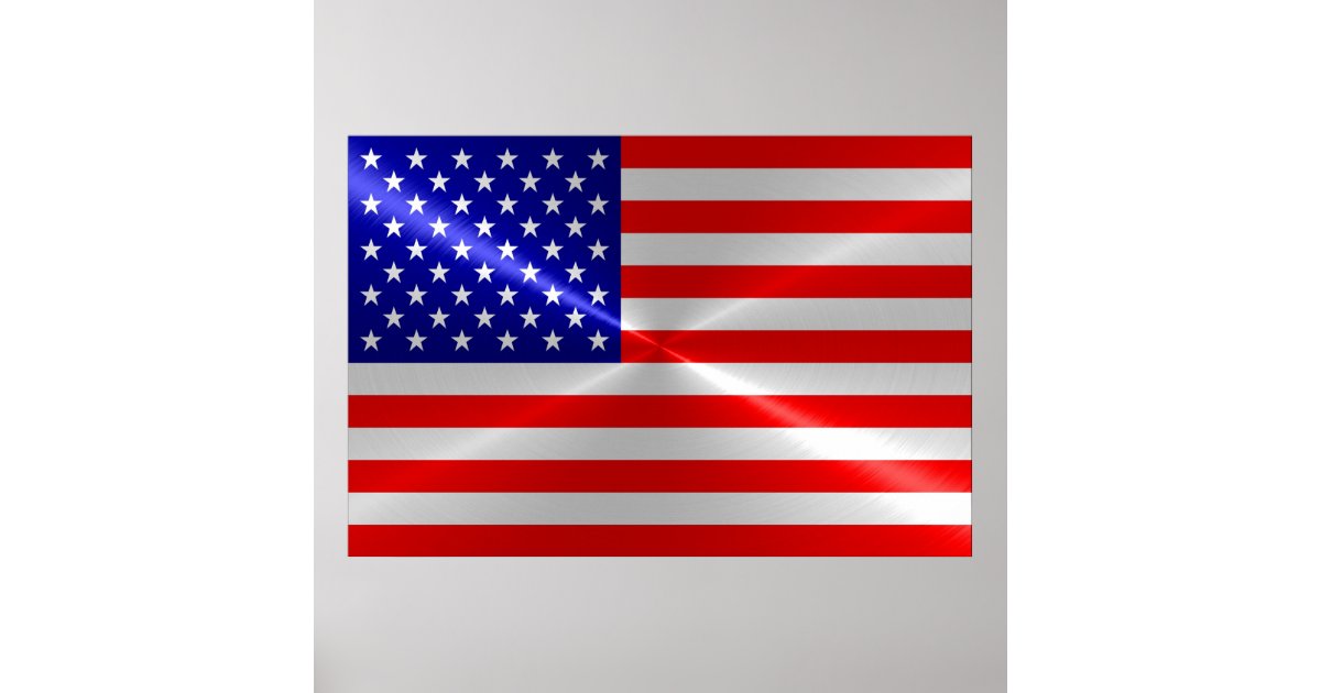 American Flag Metallic Metal Poster | Zazzle