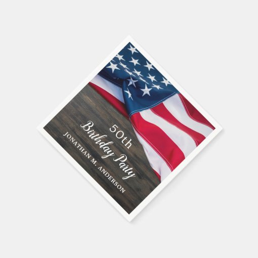 American Flag Military Birthday Party Patriotic Napkins | Zazzle