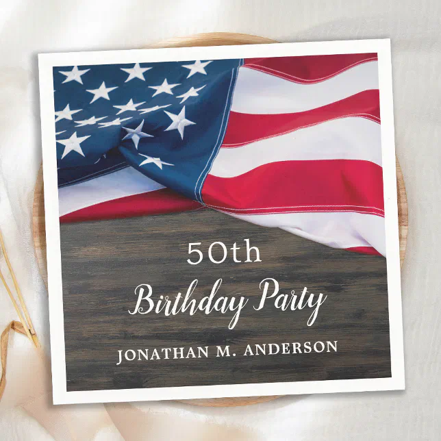 American Flag Military Birthday Party Patriotic Napkins | Zazzle