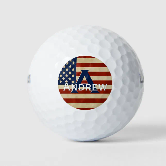 American Flag Monogram Personalized Golf Ball | Zazzle