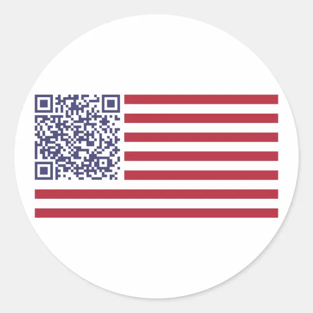 American Flag National Anthem QR Code Classic Round Sticker | Zazzle