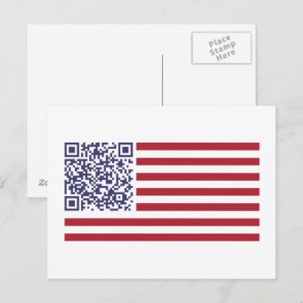 American Flag National Anthem QR Code Postcard | Zazzle