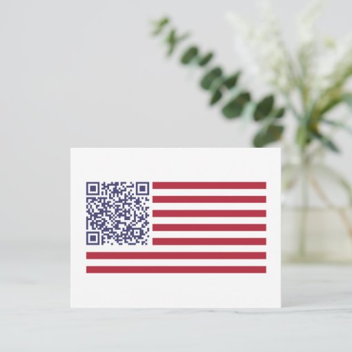 American Flag National Anthem QR Code Postcard | Zazzle