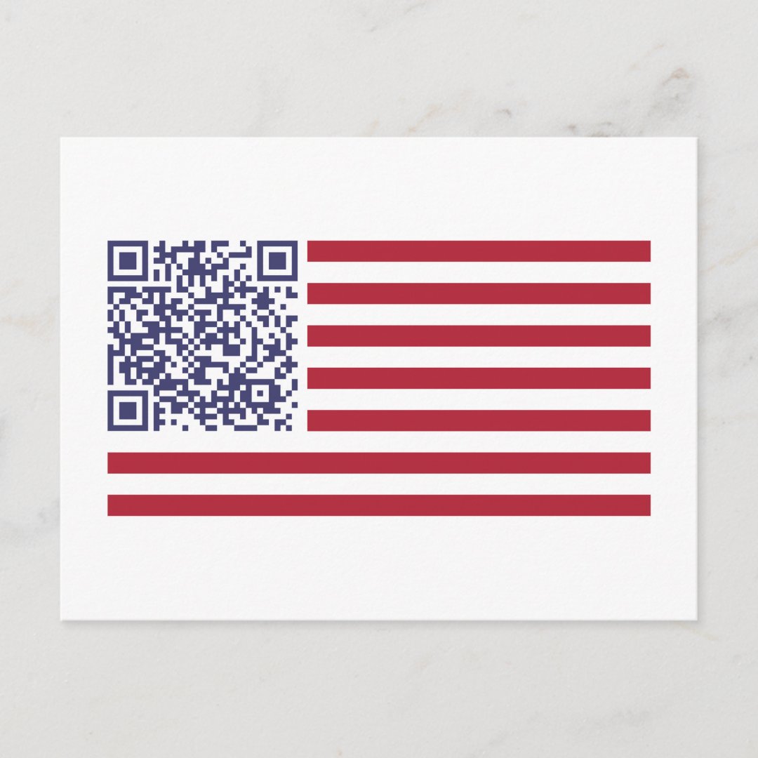 American Flag National Anthem QR Code Postcard | Zazzle