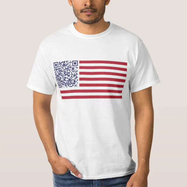 American Flag National Anthem QR Code T-Shirt | Zazzle