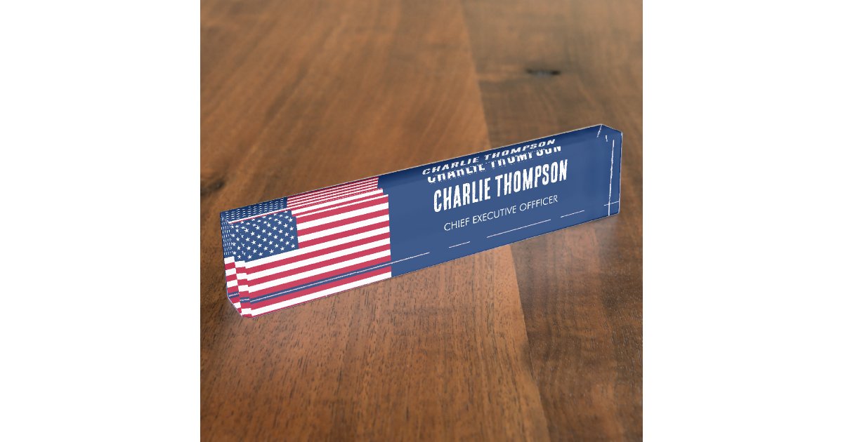 American Flag Office Desk Name Plate | Zazzle
