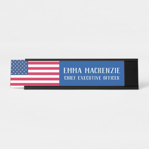American Flag Office Desk Name Plate | Zazzle