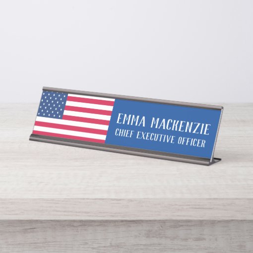 American Flag Office Desk Name Plate | Zazzle