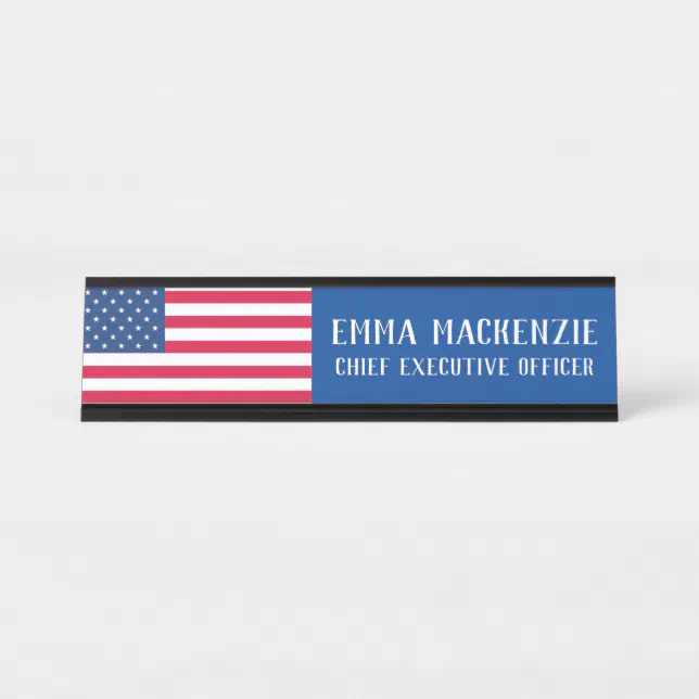 American Flag Office Desk Name Plate | Zazzle