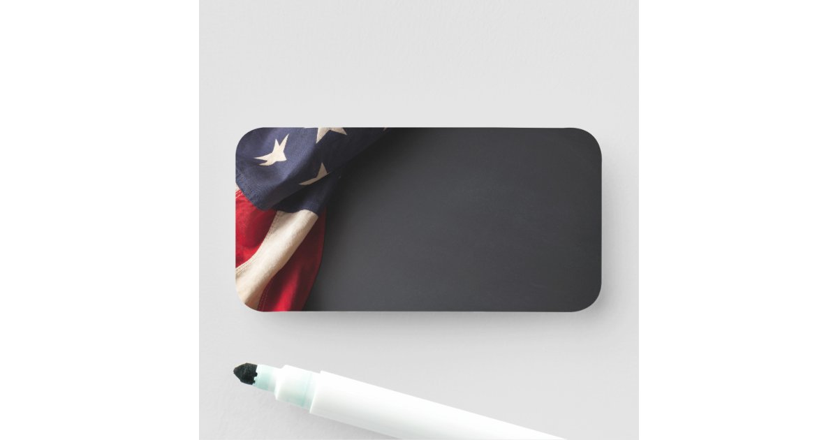 American Flag on a Chalkboard Name Tag | Zazzle
