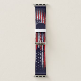 American flag on navy ink apple watch band | Zazzle