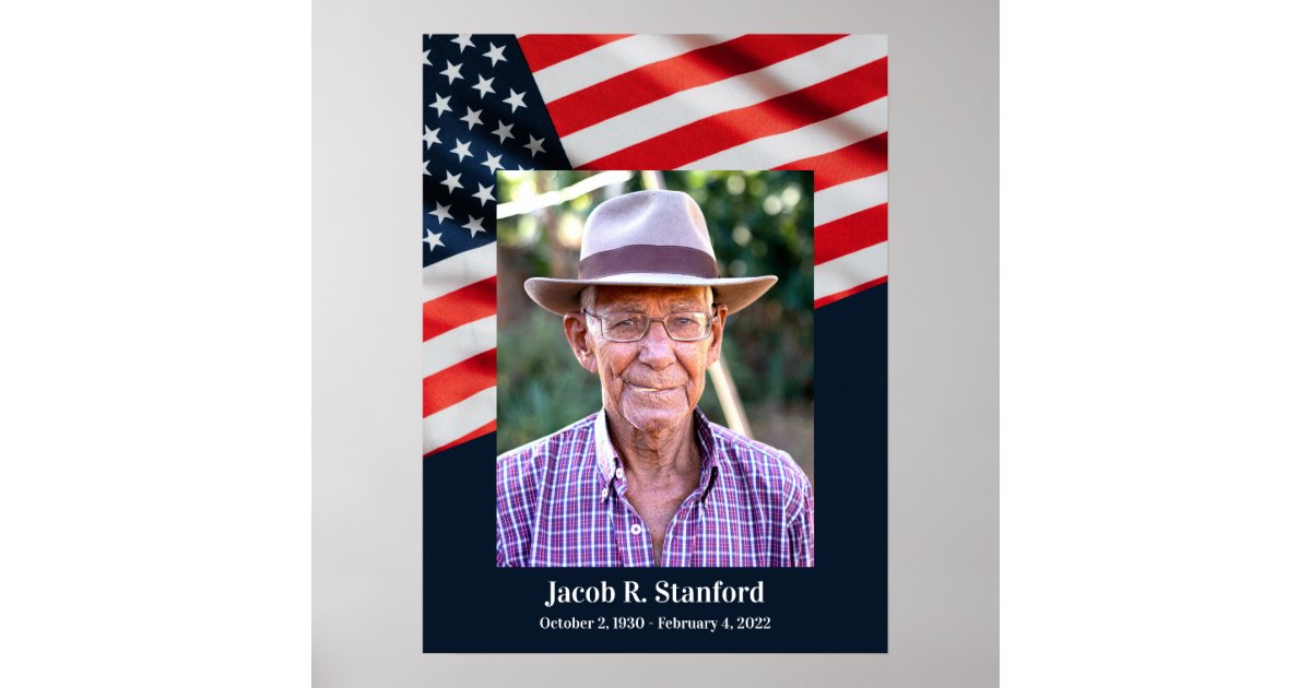 American Flag Patriotic Celebration of Life Poster | Zazzle