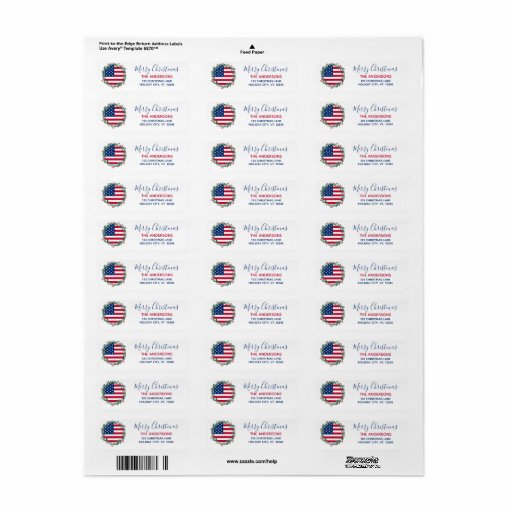 American Flag Patriotic Christmas Return Address Label | Zazzle