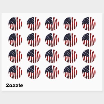 American Flag Patriotic Independence Day Classic Round Sticker | Zazzle