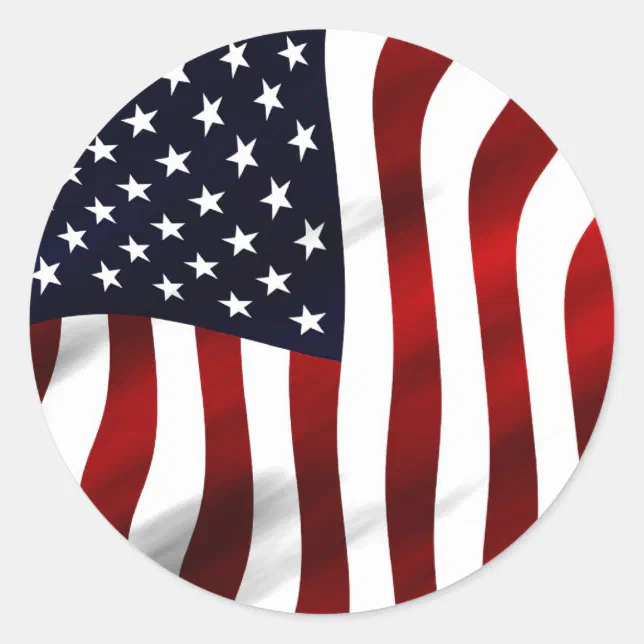 American Flag Patriotic Independence Day Classic Round Sticker | Zazzle