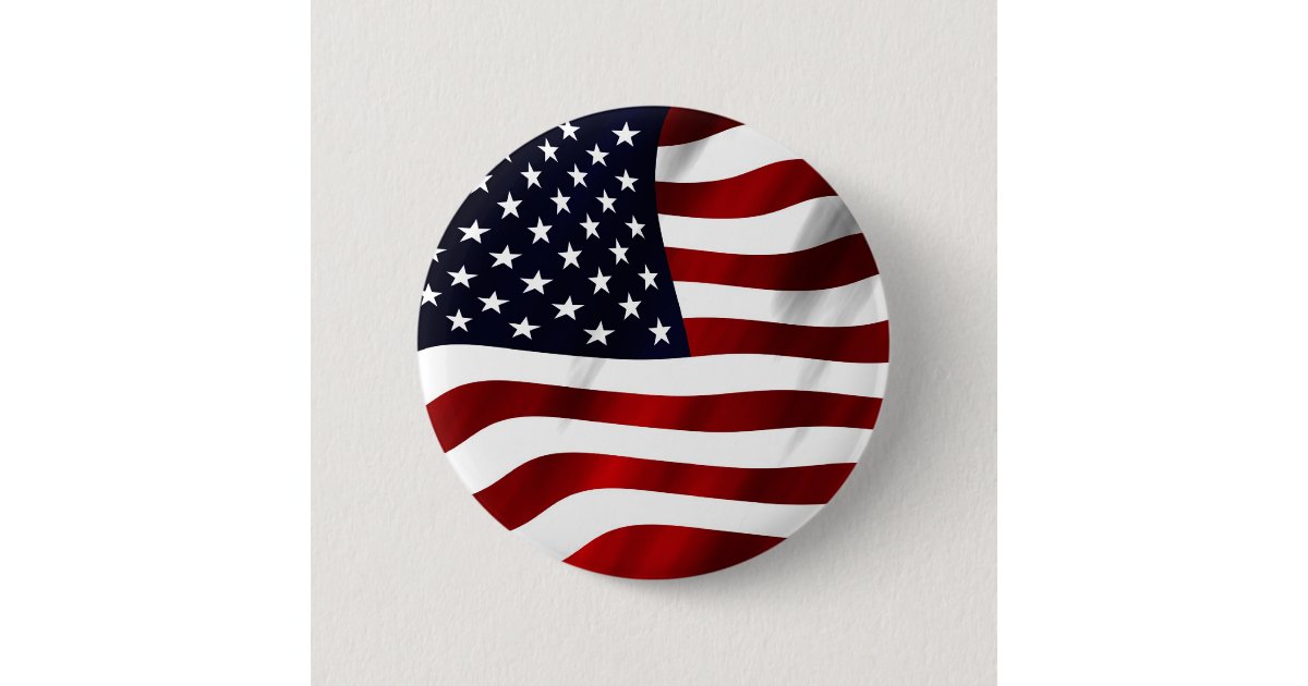 American Flag Patriotic Independence Day Pinback Button | Zazzle