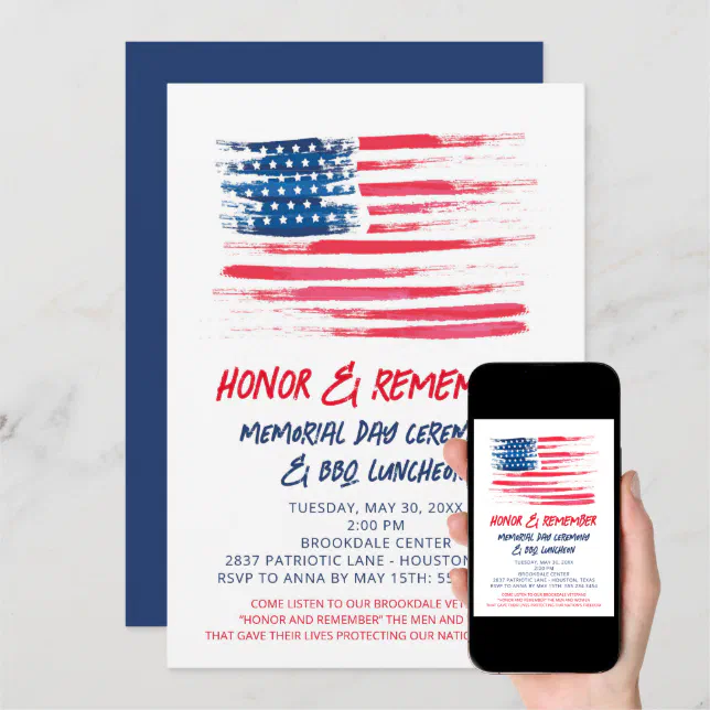 American Flag Patriotic Invitation | Zazzle