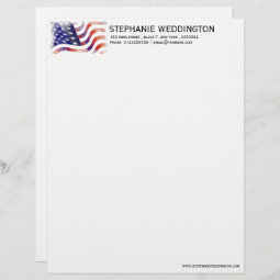 American Flag patriotic letterhead | Zazzle