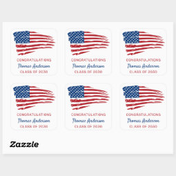 American Flag Patriotic Military Graduation Square Sticker | Zazzle
