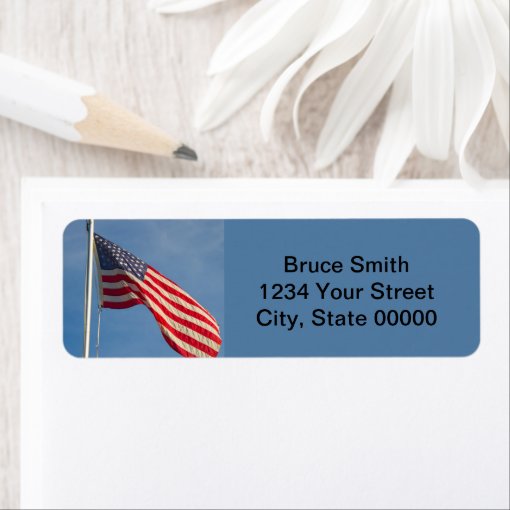 American Flag Patriotic Personalize Return Address Label | Zazzle