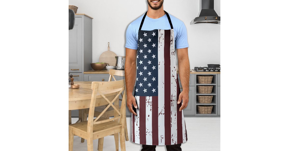 American Flag Patriotic Rustic Stars Stripes BBQ Apron | Zazzle