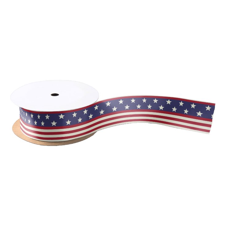 American Flag Patriotic Stars and Stripes USA Satin Ribbon | Zazzle