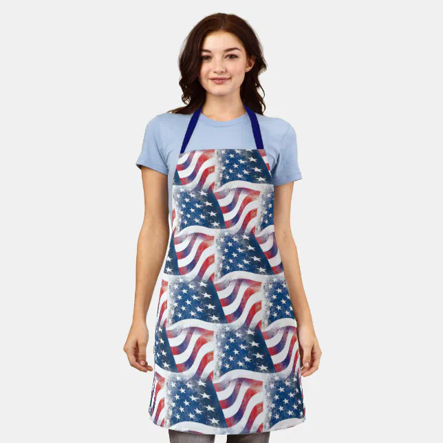 American Flag Patriotic USA Modern Chef Cook Apron | Zazzle