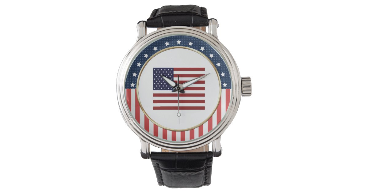 American Flag Patriotic Wrist Watch | Zazzle