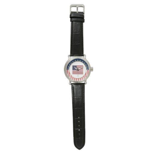 American Flag Patriotic Wrist Watch | Zazzle